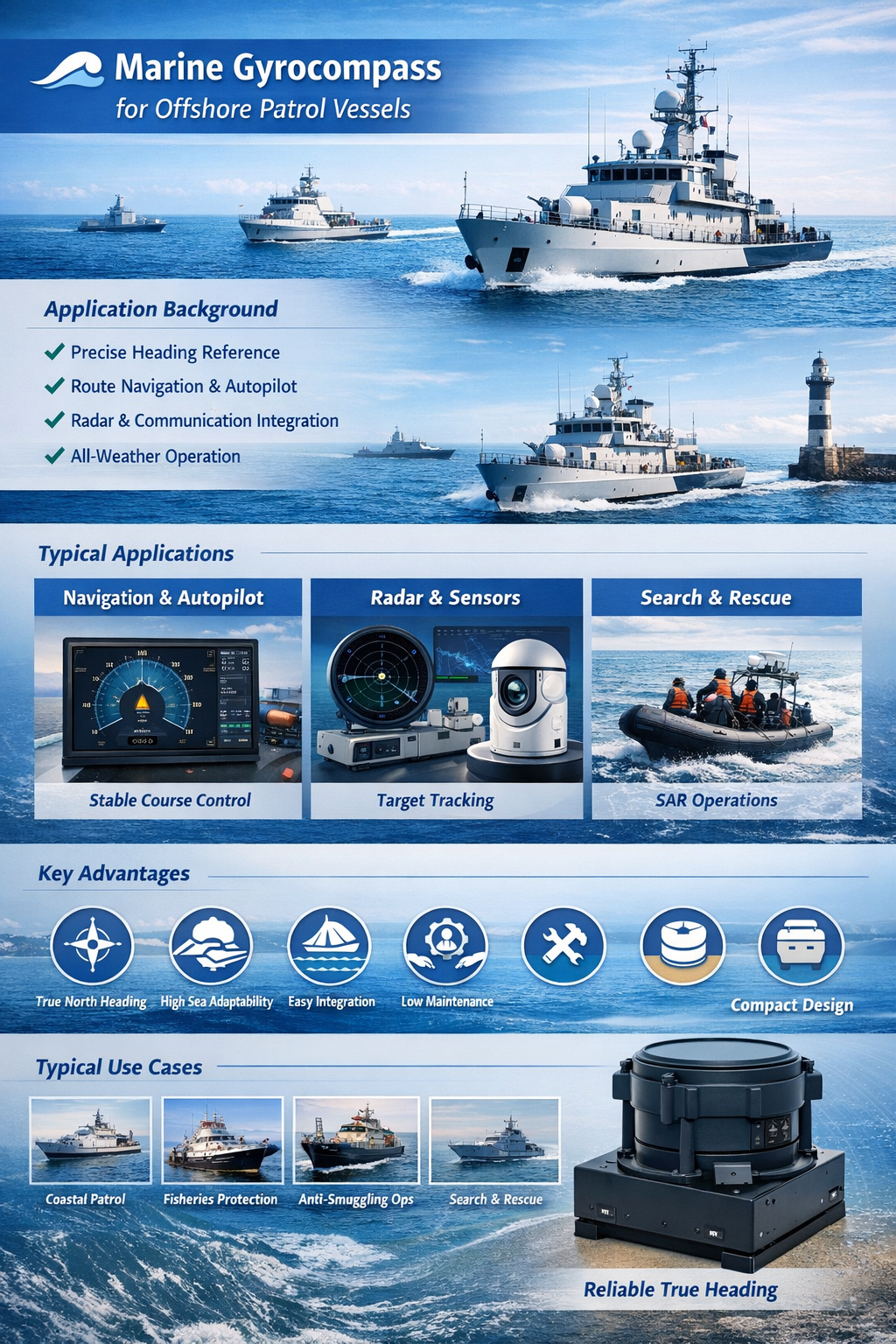 Marine Gyrocompass for Offshore Patrol Vessels